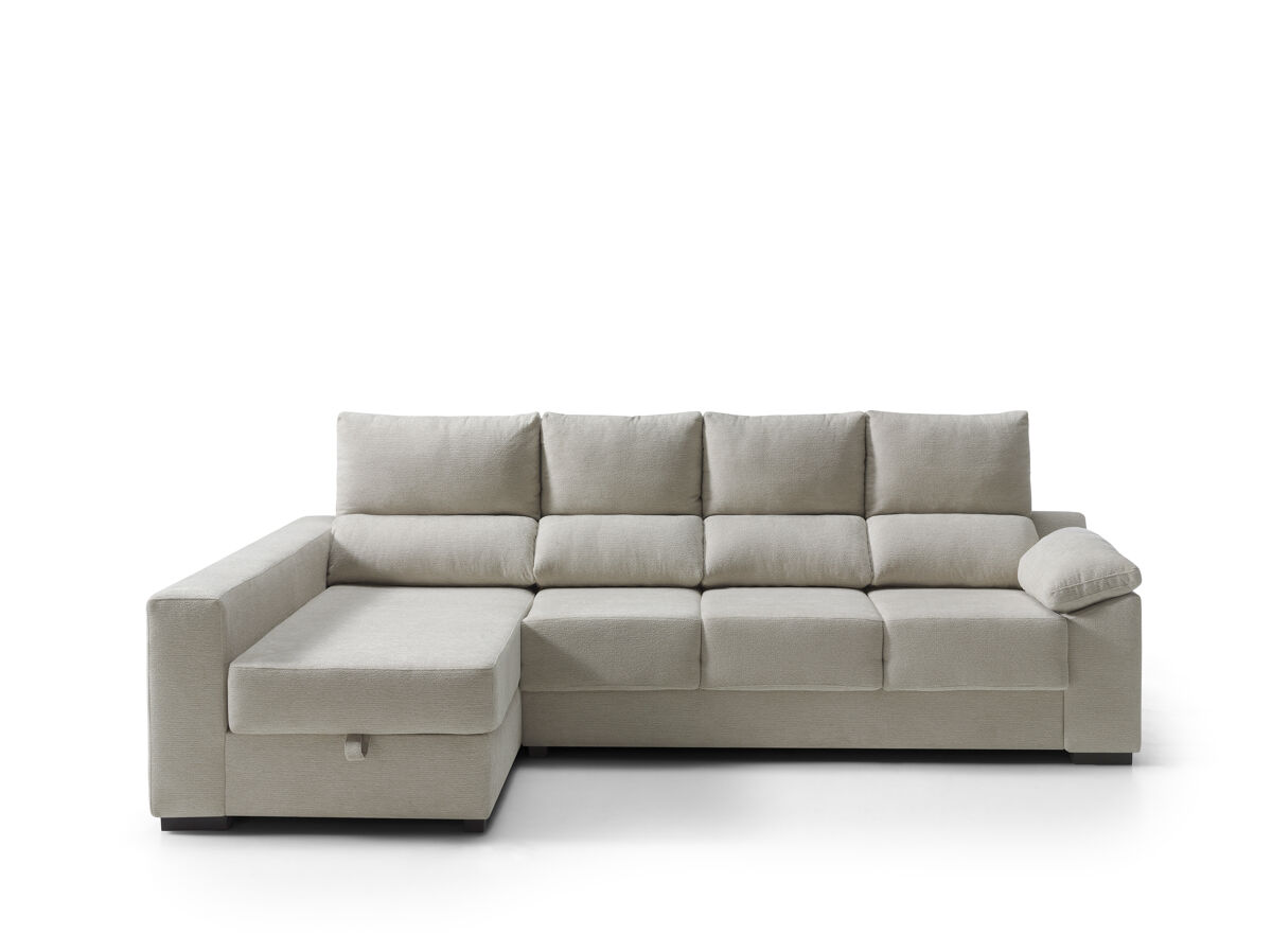 Chaise longue con arcón PALA reversible 4 plazas beige - Conforama