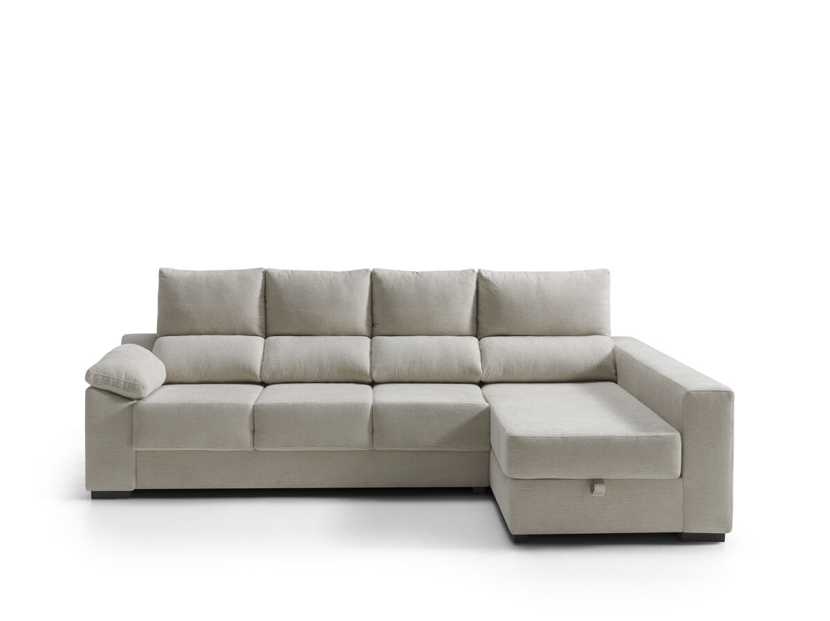 Chaise longue con arcón PALA reversible 4 plazas beige - Conforama