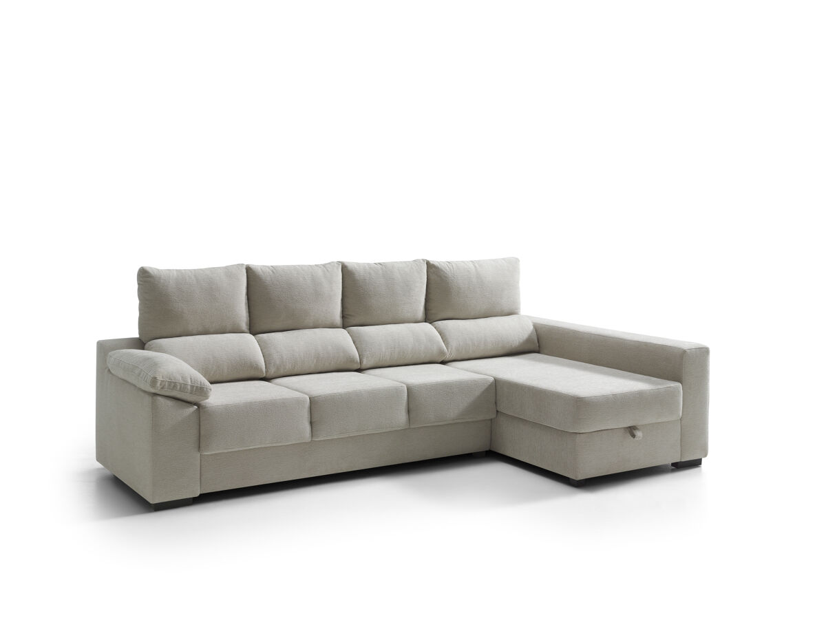 Chaise longue con arcón PALA reversible 4 plazas beige - Conforama