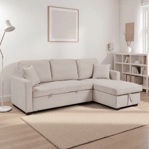 Chaise longue reversível com cama LUCY cor bege Chaise longue ...