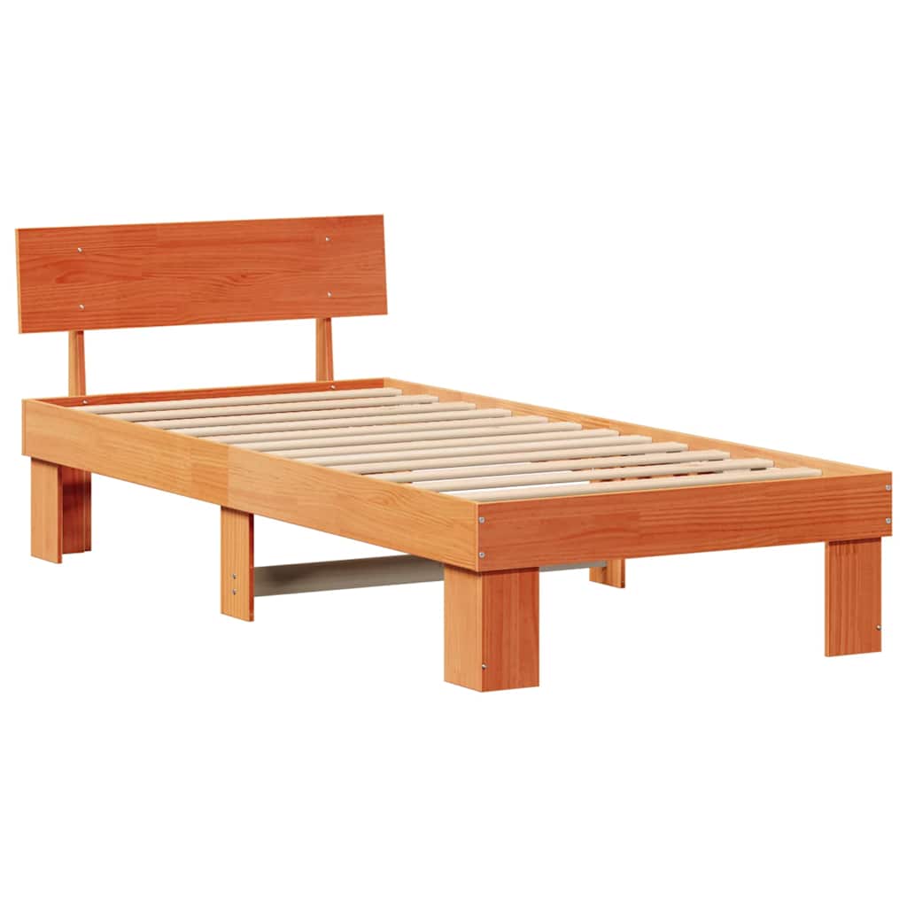 Estructura de cama simple para adultos con cabecera - Marrón cera 80 x ...