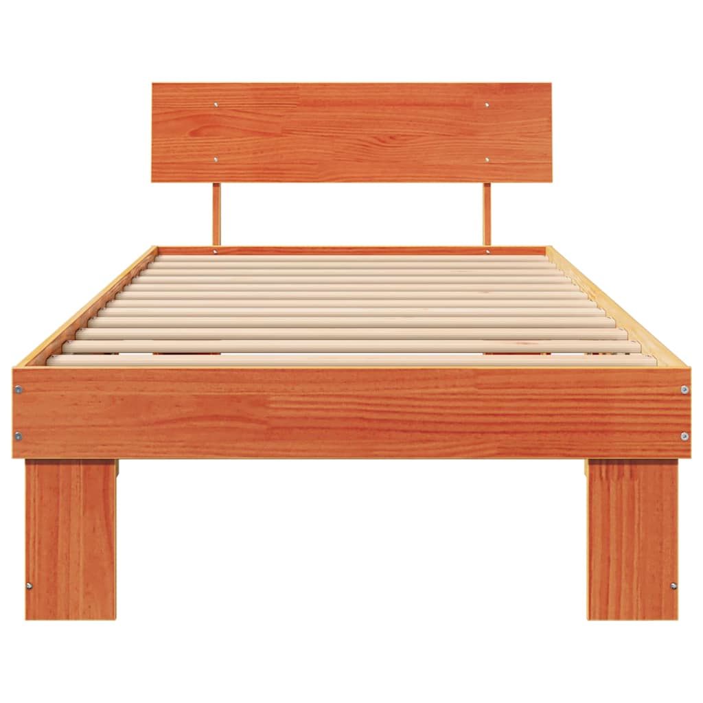 Estructura de cama simple para adultos con cabecera - Marrón cera 80 x ...