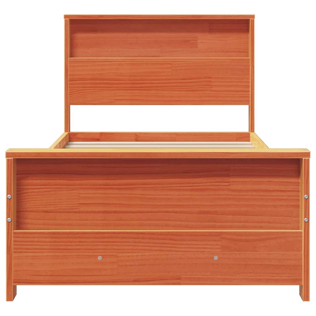 Estructura de cama individual para adultos con cabecera - Marrón cera ...