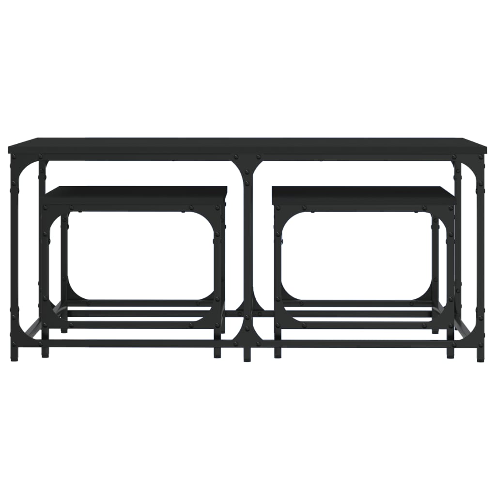 3 pzs Mesas de Centro - Mesas de Café apilables madera de ingeniería ...