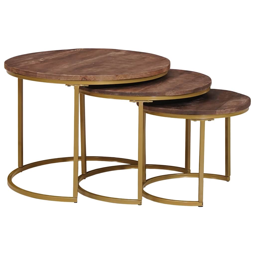3 uds Mesas de Café - Mesas de Centro Nido Madera maciza de mango y ...
