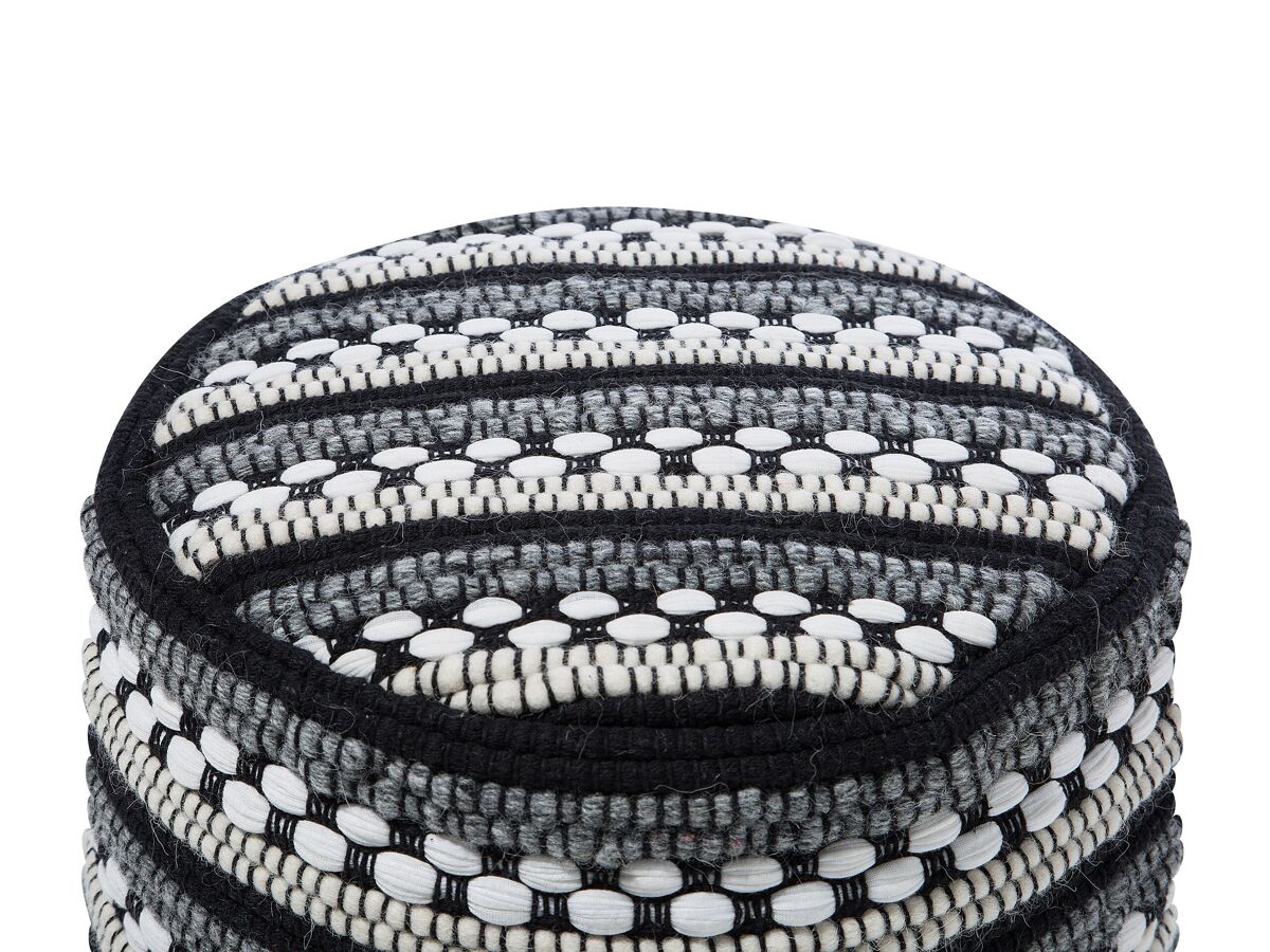 Puf GUNTUR Lana Negro/Blanco 41 cm 41 cm 41 cm - Conforama