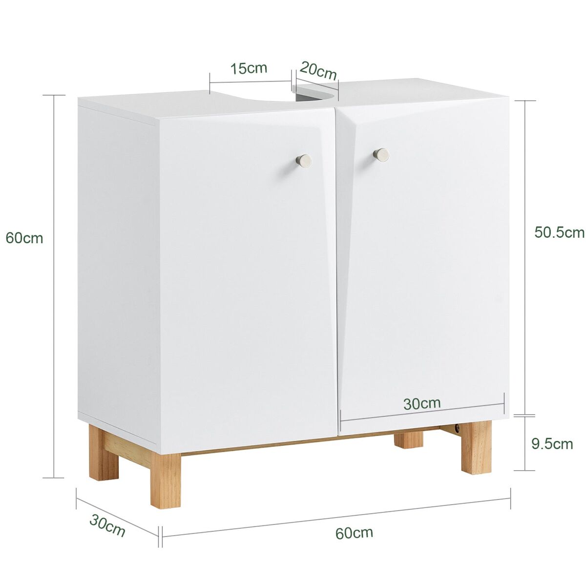 Mueble para Debajo del Lavabo Armario de Baño de Suelo con 2 Puertas y ...