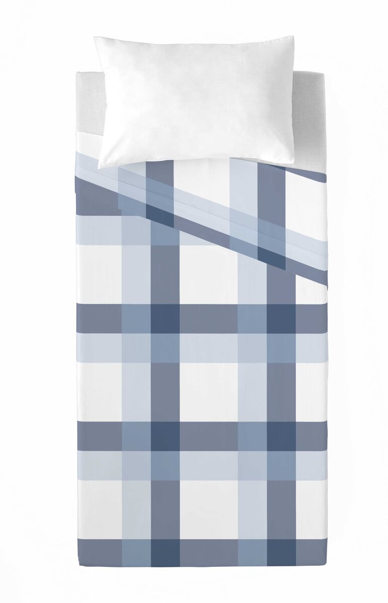JUEGO DE SÁBANAS ESCOCES AZUL-BLANCO CAMA 90 - Conforama