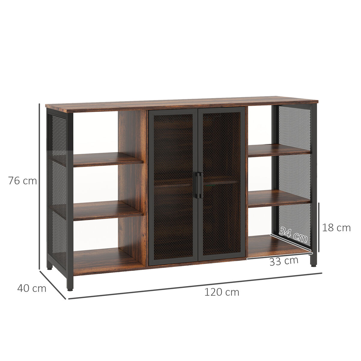 HOMCOM Aparador de Cocina Industrial Mueble Buffet Auxiliar con 6 ...