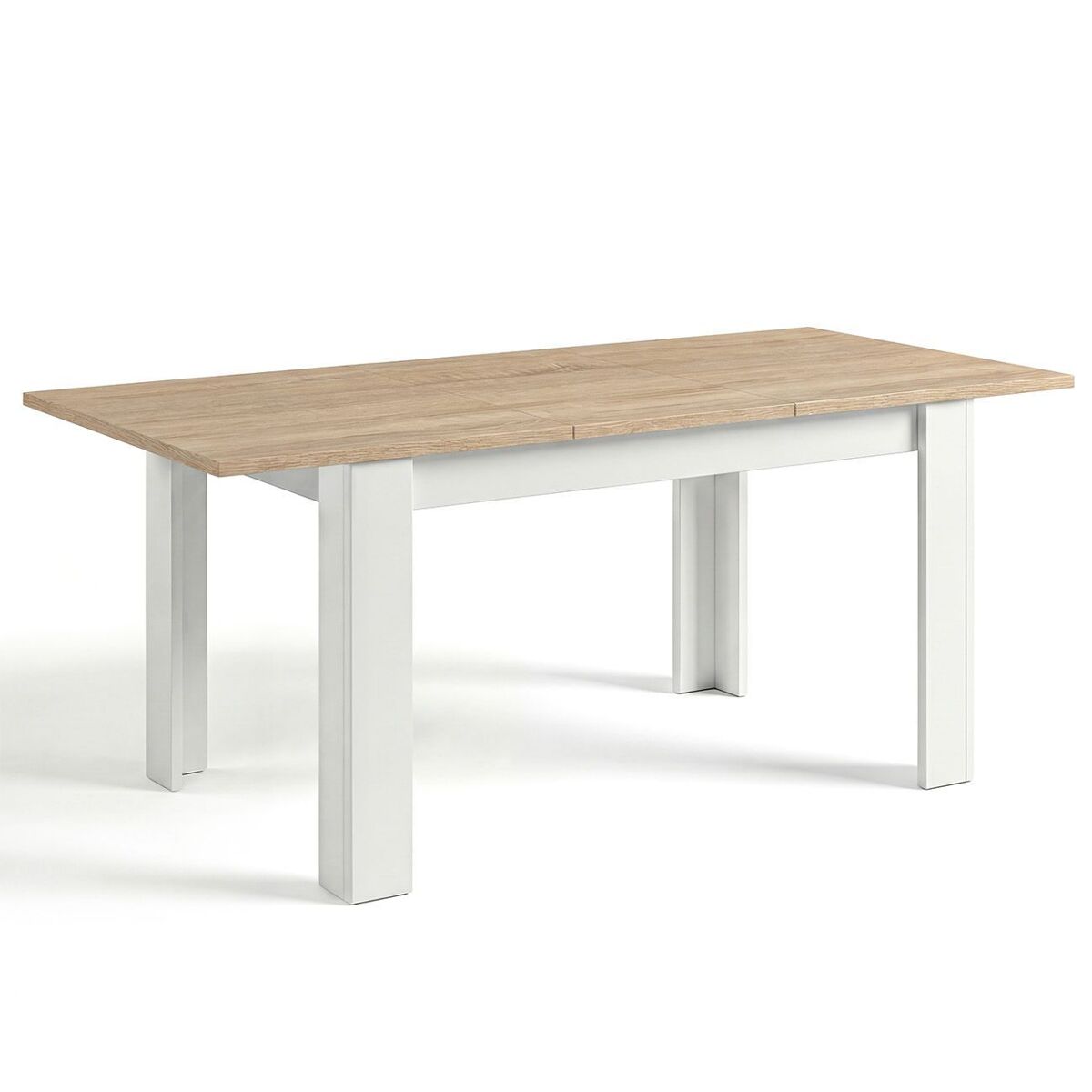 Mesa de comedor extensible blanco mate y roble canadian 140-190x90 cm ...