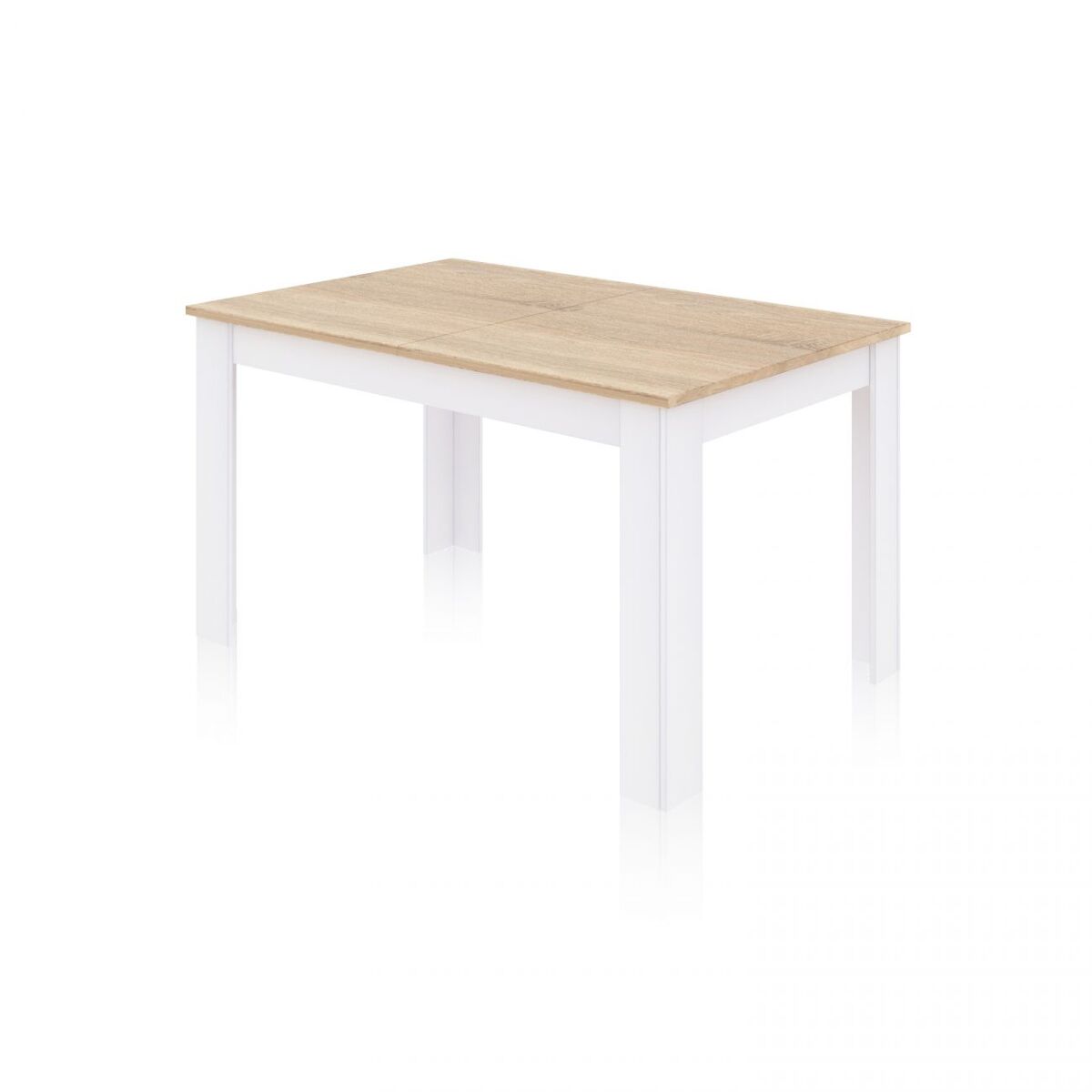 Mesa de comedor extensible en blanco artik y roble canadian 140-190x90 ...