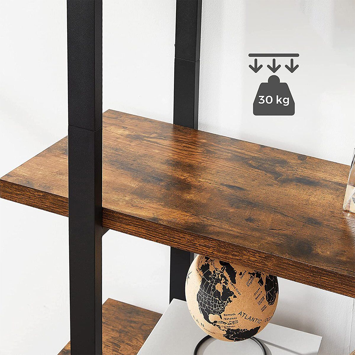 Biblioteca de 5 niveles en metal y efecto madera - L105 x 177,5 cm ...