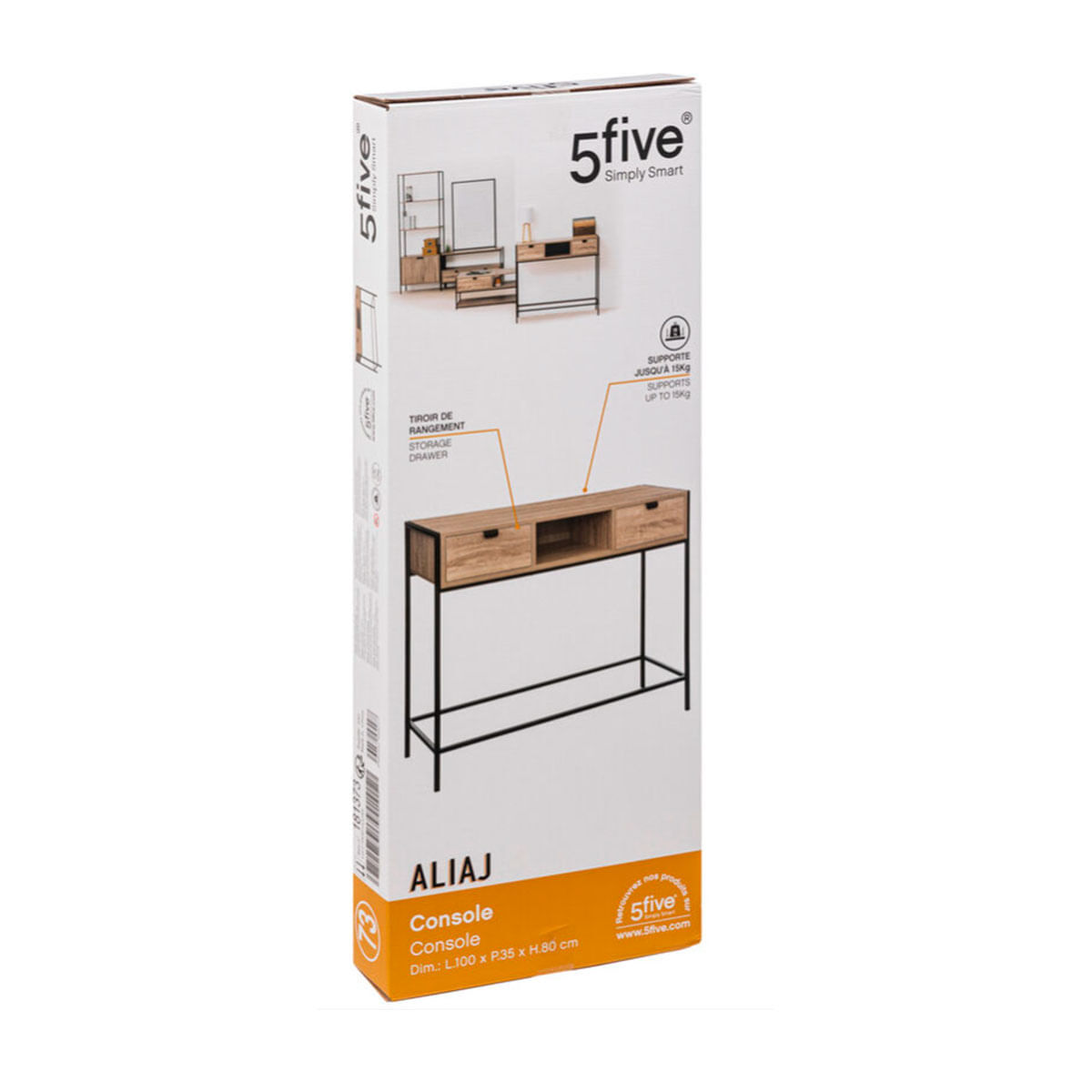 Mueble recibidor de Entrada Aliaj 2 Cajones 1 Hueco Central Negro y ...
