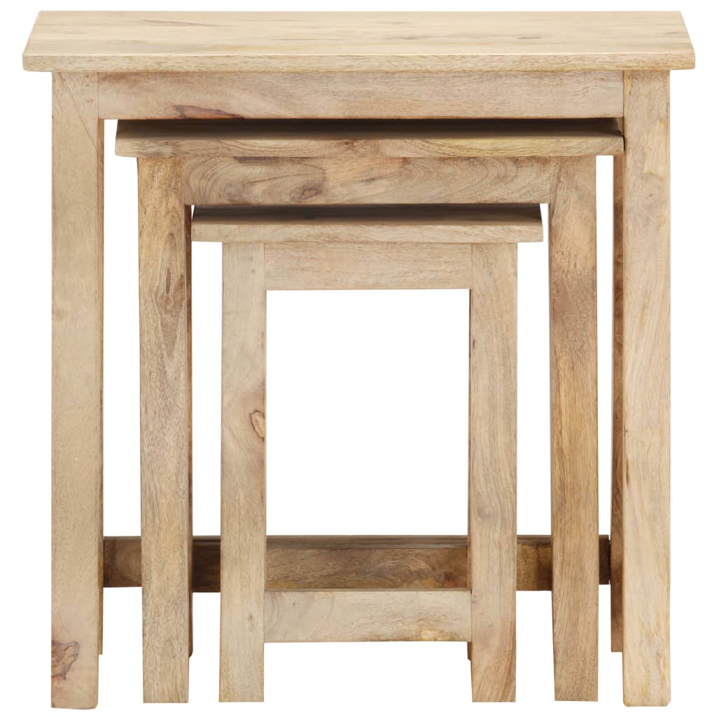 Mesas apilables 3 unidades madera maciza de mango - Conforama